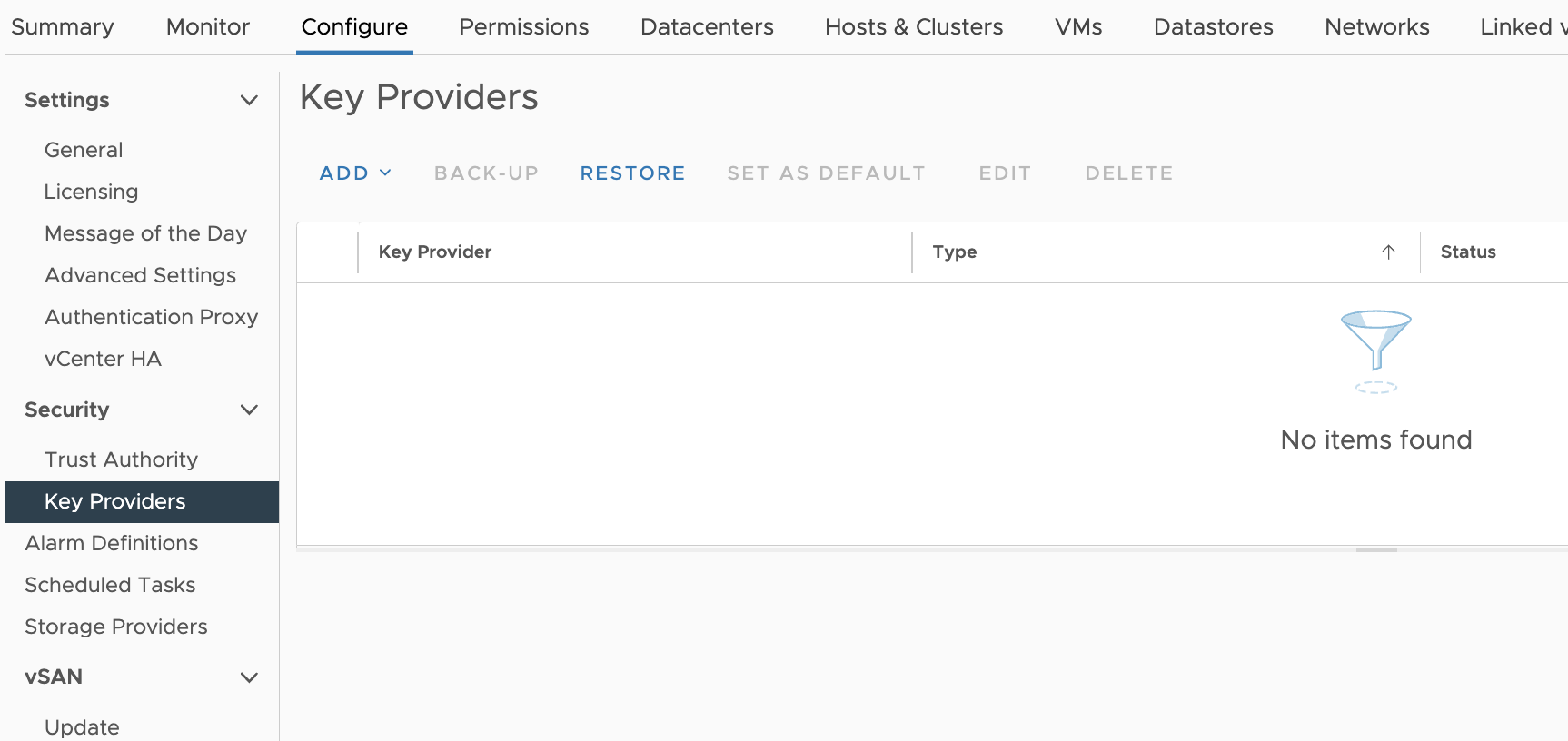 Enable vSphere Native Key Provider – VM Infrastructure